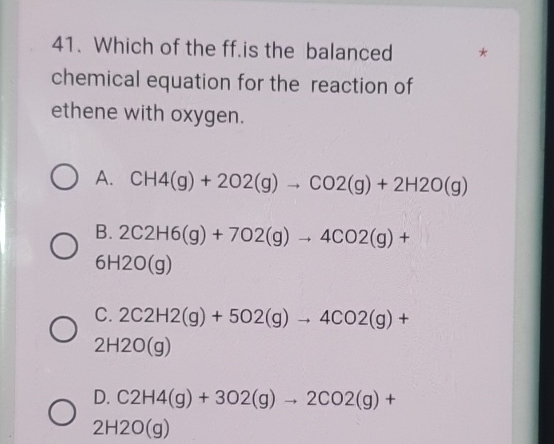 Solved Which of the ff.is the balanced chemical equation for | Chegg.com