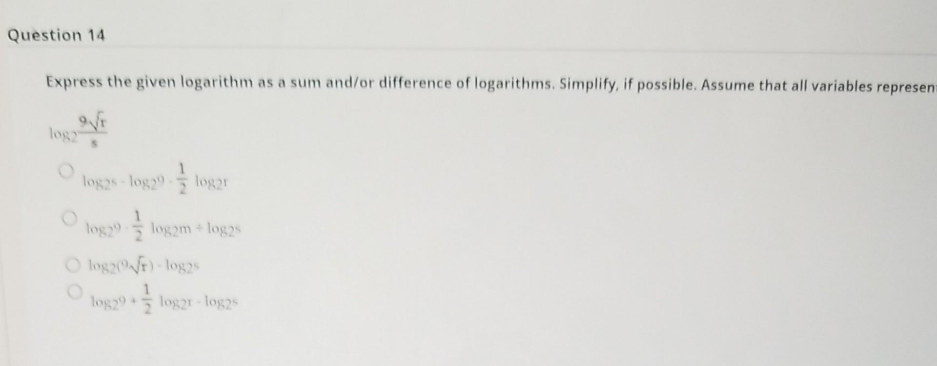 Solved Express the given logarithm as a sum and/or | Chegg.com