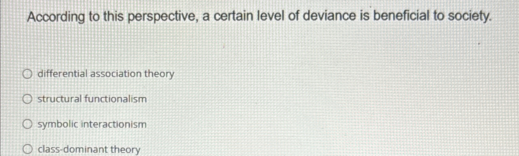 Solved According to this perspective, a certain level of | Chegg.com