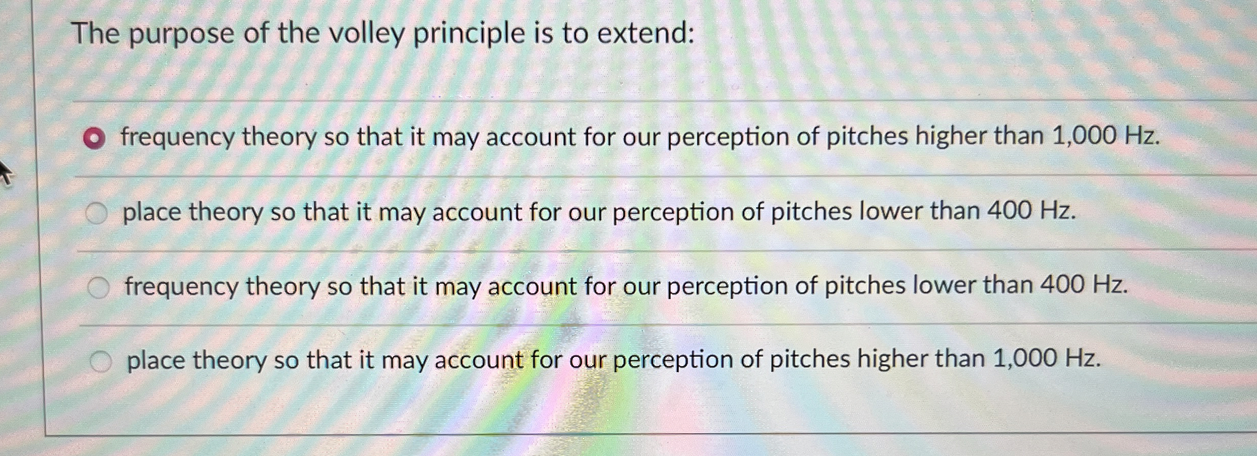 Solved The purpose of the volley principle is to | Chegg.com