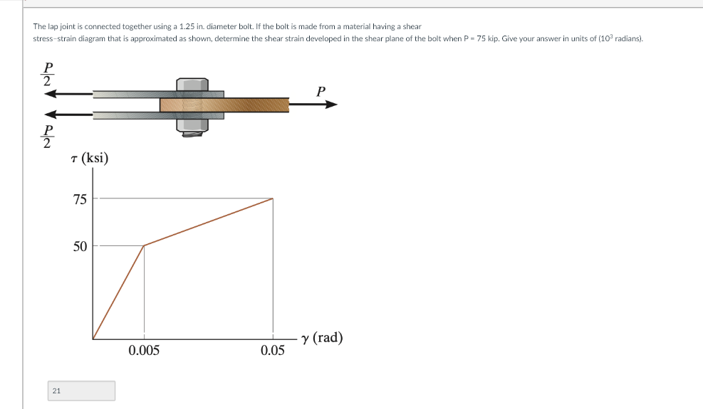 Solved by an EXPERT The lap joint is connected together using a 1.25 ﻿in. | Chegg.com