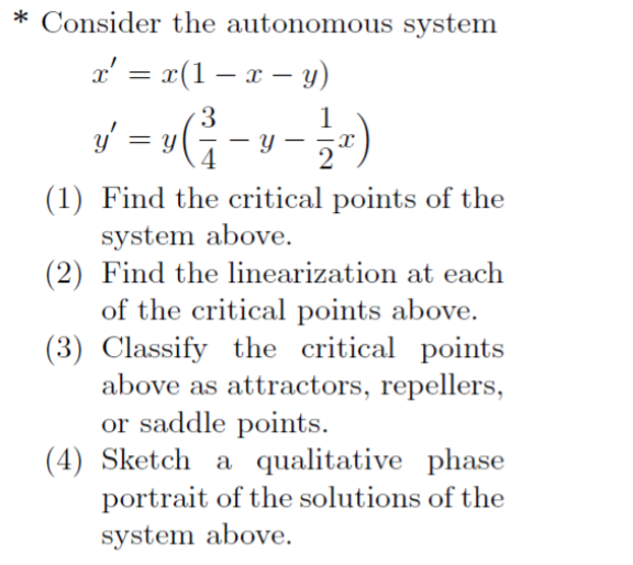 Solved Consider the autonomous system | Chegg.com