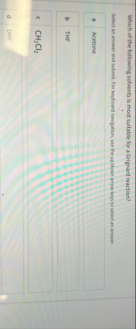 Solved Which of the following solvents is most suitable for | Chegg.com