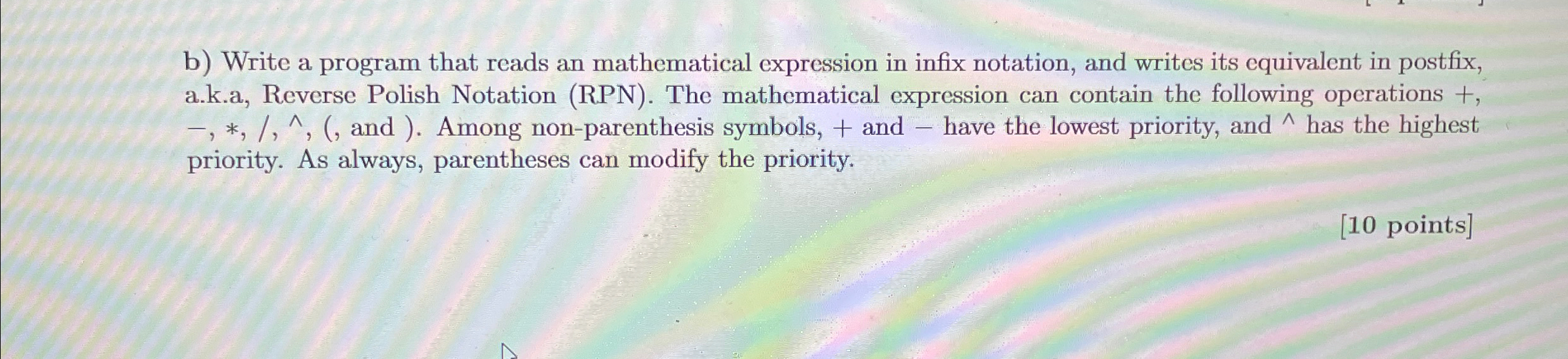 Solved b) ﻿Write a program that reads an mathematical | Chegg.com
