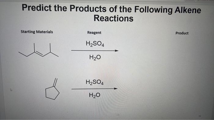 Solved Predict the Products of the Following Alkene | Chegg.com
