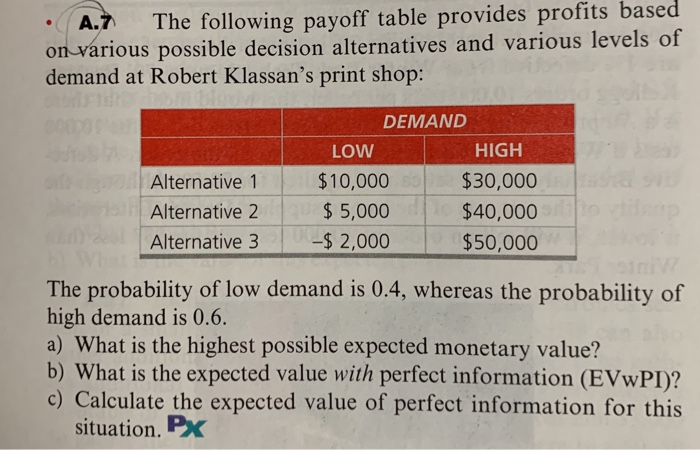 Solved • A.1 Given the following conditional value table, | Chegg.com