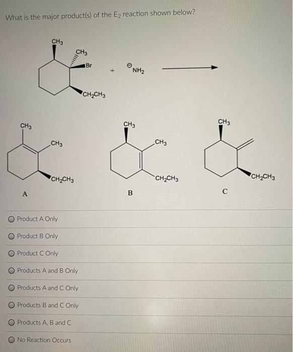 Solved What is the major product(s) for the E2 reaction | Chegg.com