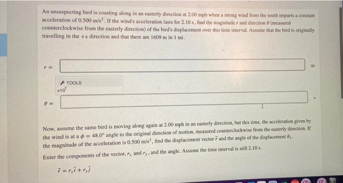 Solved Question 3 of 4 > An unsuspecting bird is coasting | Chegg.com