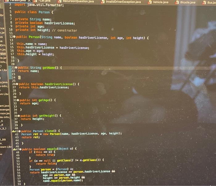 Solved class Person - name: String - hasDriverLicense: | Chegg.com