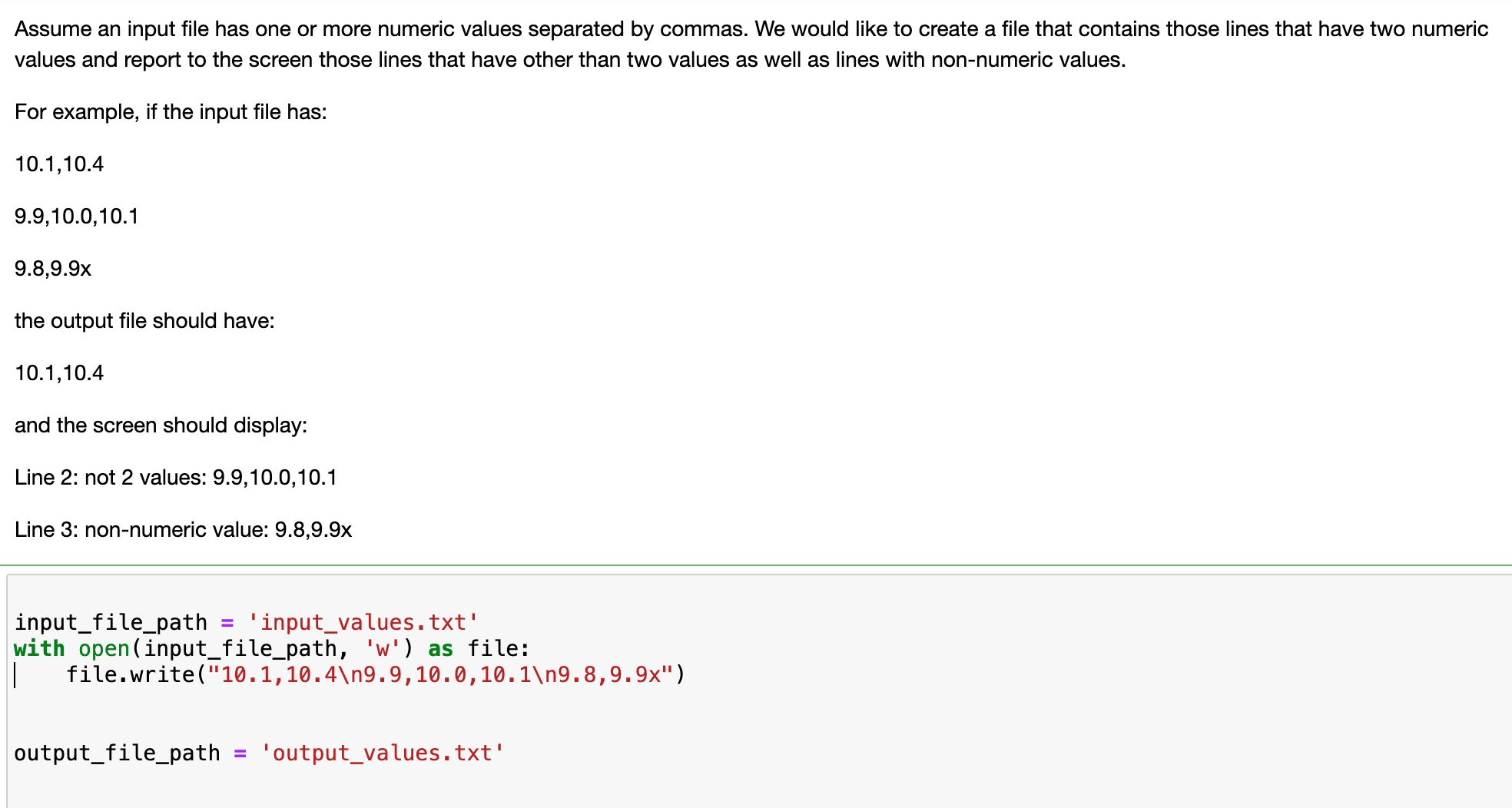 Solved Assume An Input File Has One Or More Numeric Values