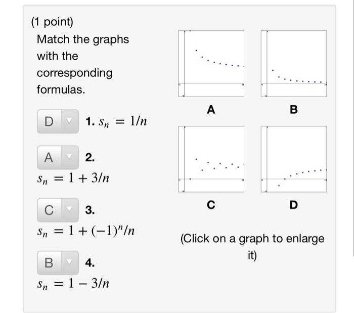 Solved (1 point) Match the graphs with the corresponding | Chegg.com