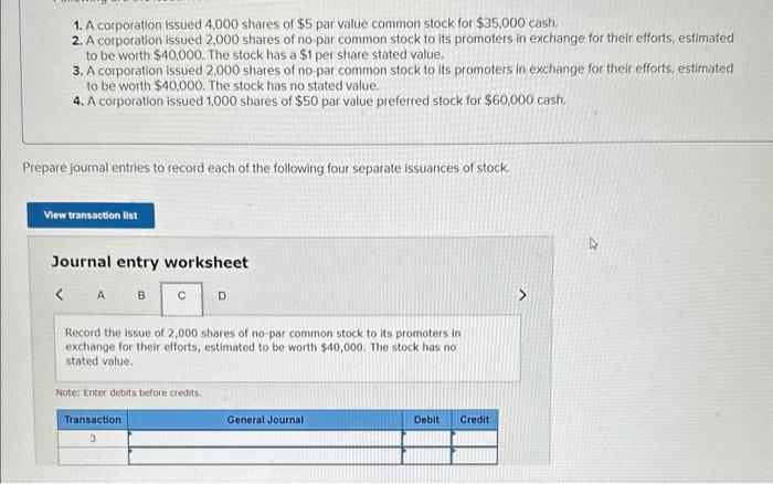 Solved Following are the issuances of stock transactions. 1. | Chegg.com