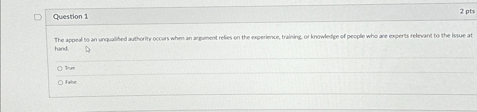 Solved Question 12ptsThe appeal to an unqualified authority | Chegg.com