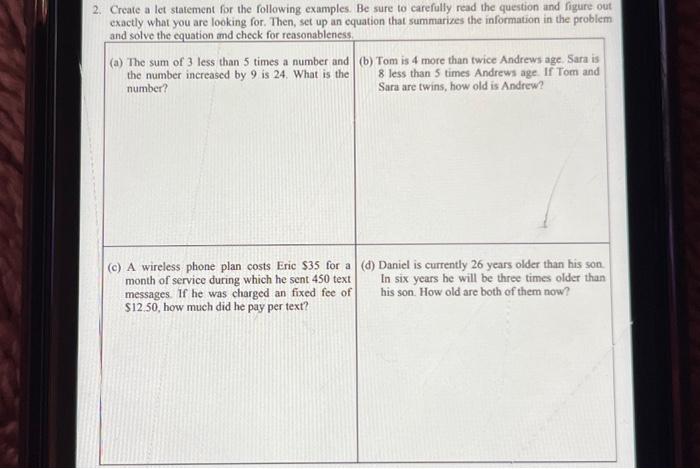 Solved 2. Create a let statement for the following examples. | Chegg.com