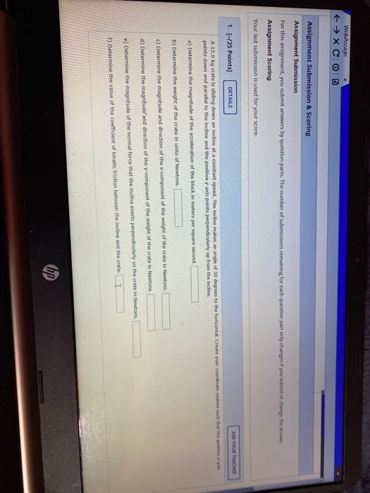 Solved WebAssign € → XCO Assignment Submission & Scoring | Chegg.com