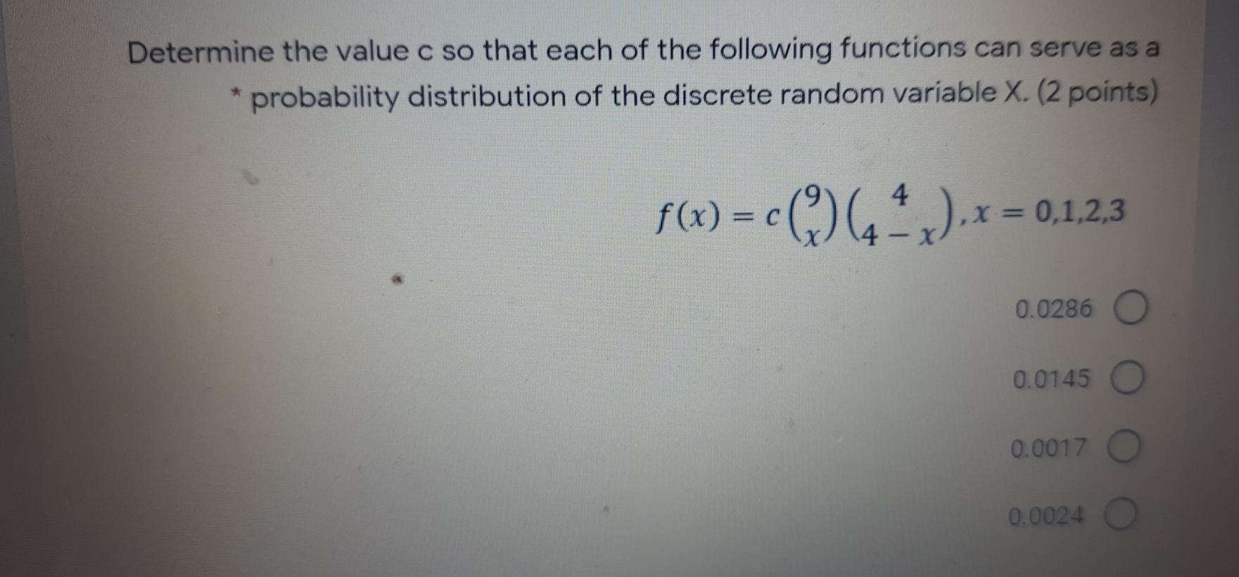 Solved Determine the value c so that each of the following | Chegg.com