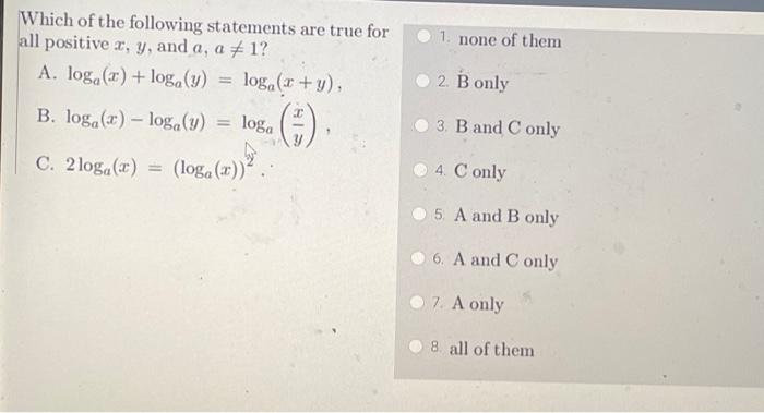 Solved Which of the following statements are true for all | Chegg.com