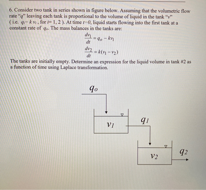 Solved 6. Consider two tank in series shown in figure below. | Chegg.com