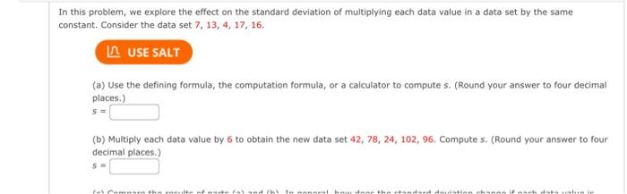 Solved this problem, we explore the effect on the standard | Chegg.com