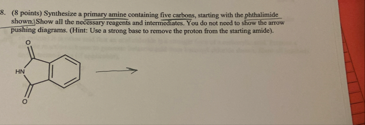 Solved (8 ﻿points) ﻿Synthesize a primary amine containing | Chegg.com