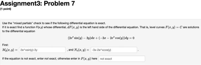 Solved Assignment3: Problem 7 (1 point) Use the "mixed | Chegg.com