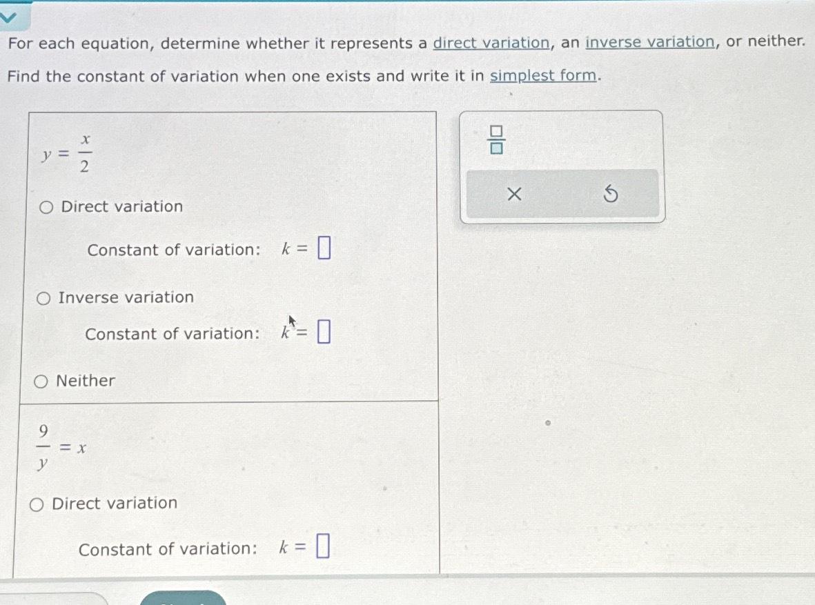 Solved For each equation, determine whether it represents a | Chegg.com