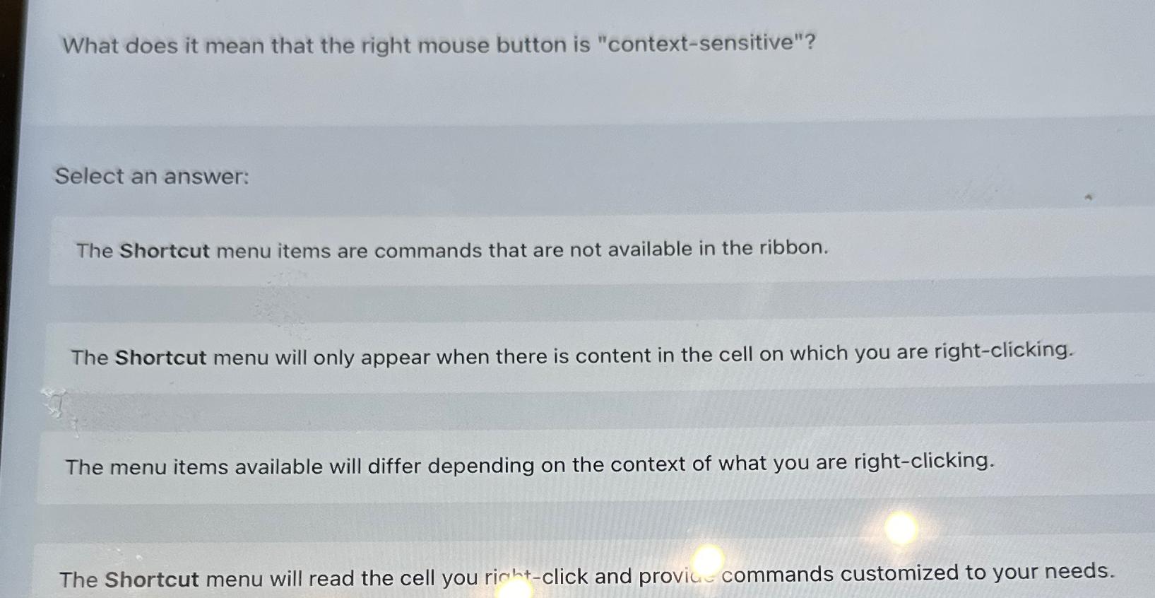 Solved What Does It Mean That The Right Mouse Button Is