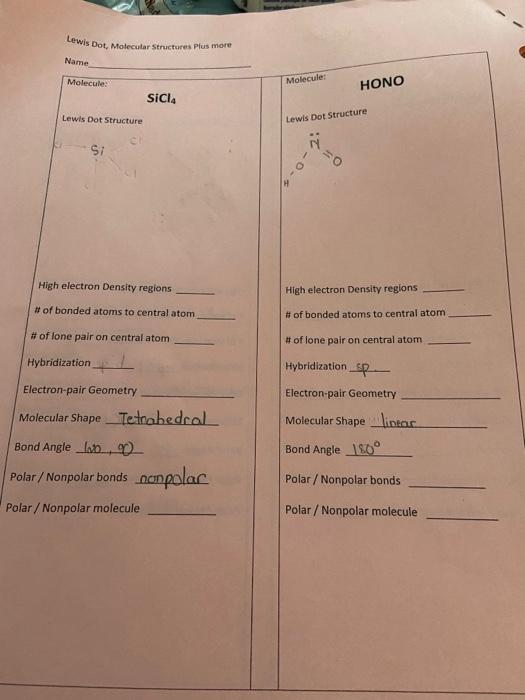 Solved Molecules CINO Lewis Dot Structure --- 11 CI High | Chegg.com