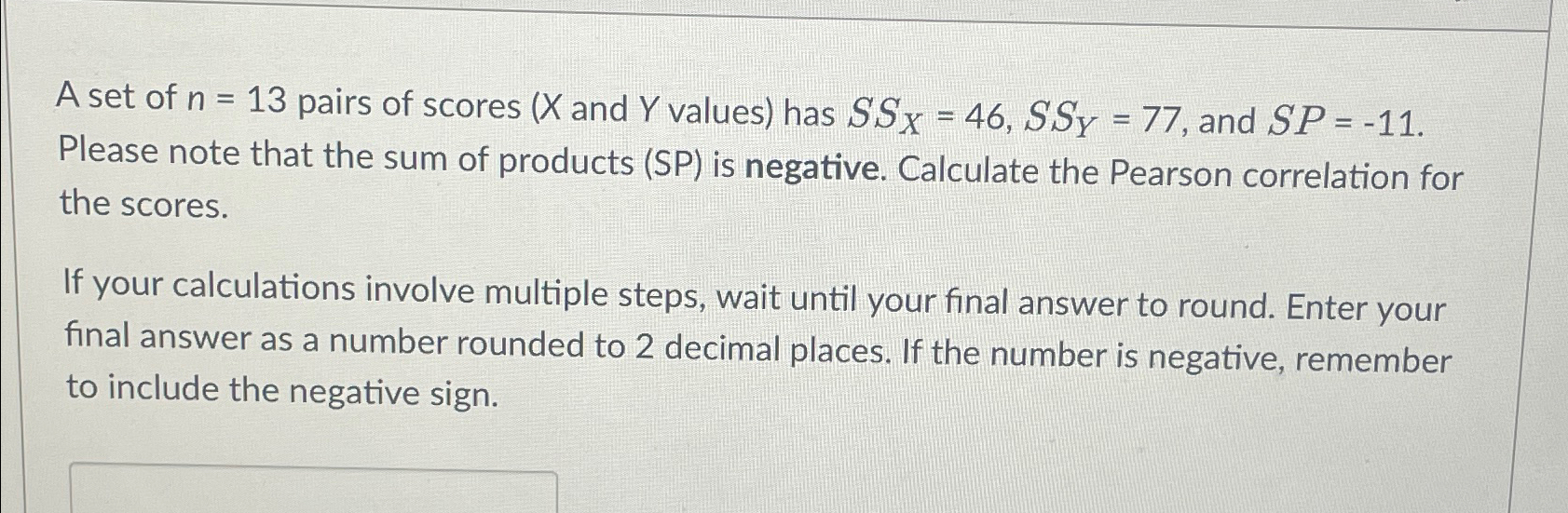 Solved A set of n=13 ﻿pairs of scores ( x ﻿and Y ﻿values) | Chegg.com