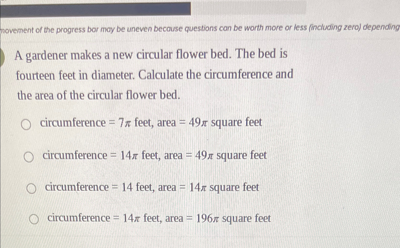 Solved movement of the progress bor moy be uneven because | Chegg.com