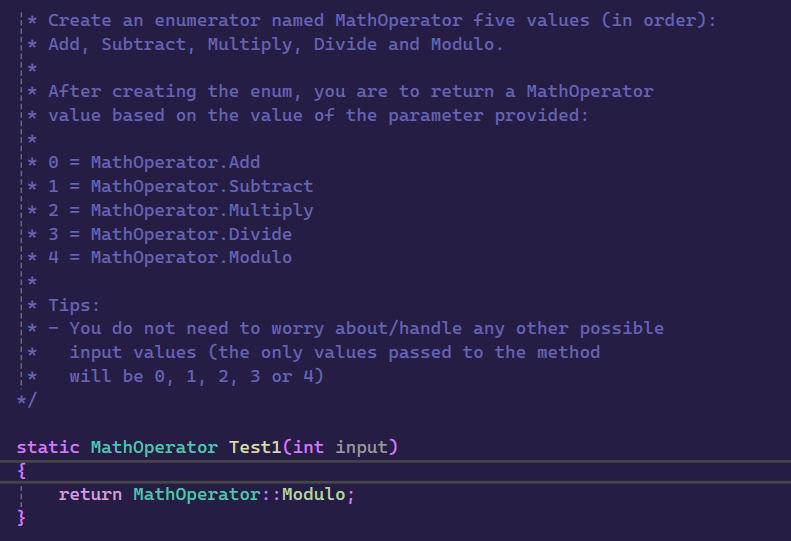 Solved In Ccreate An Enumerator Named Mathoperator Five 