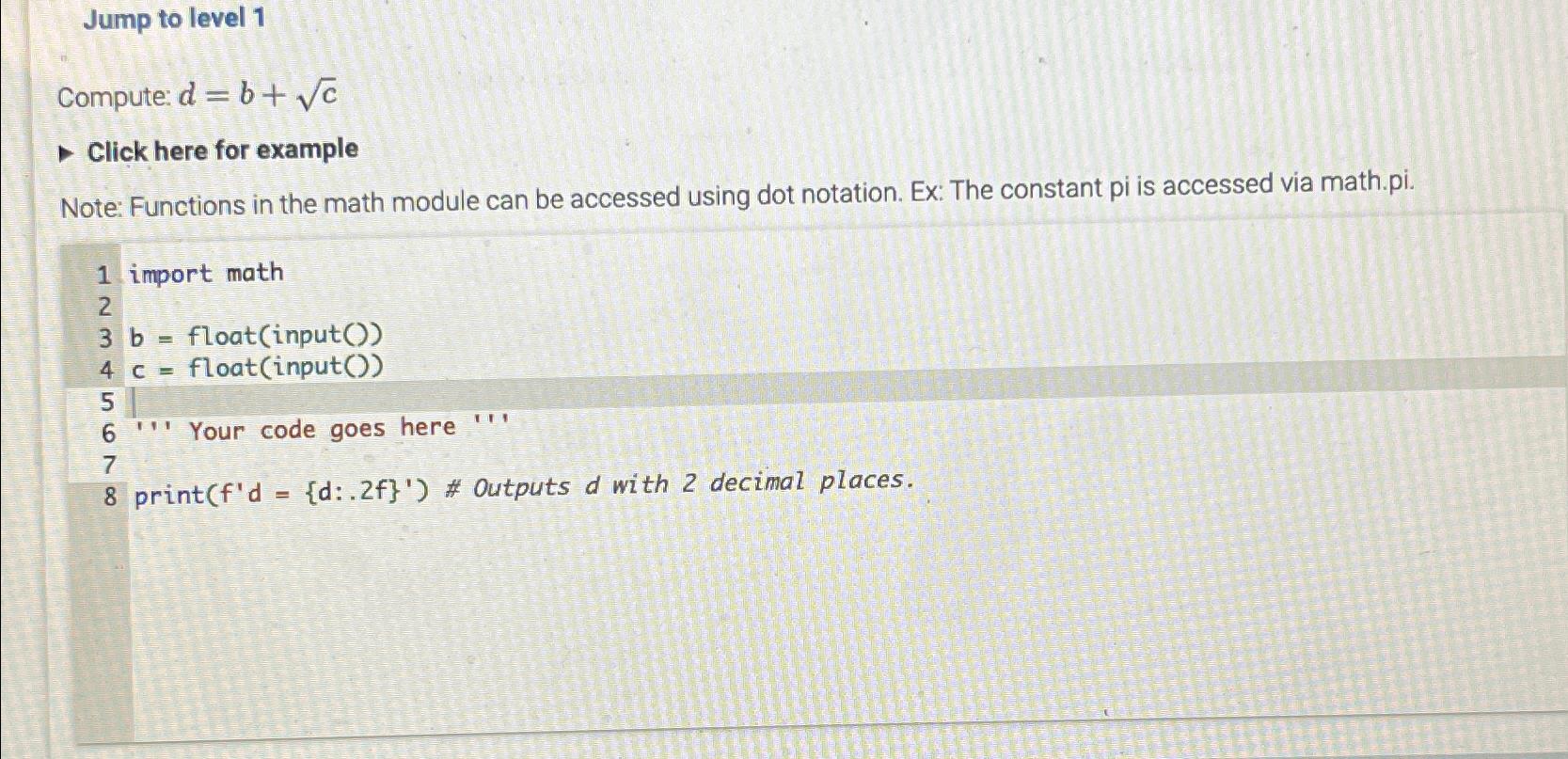 Solved Jump to level 1Compute: d=b+c2Click here for | Chegg.com