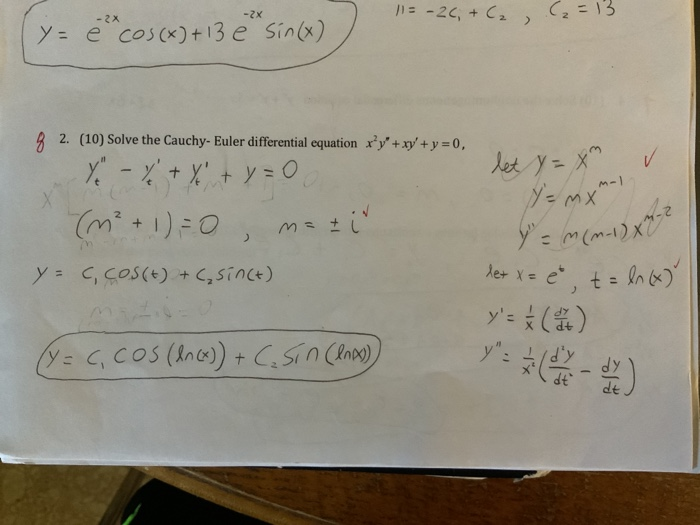 Solved Solve The Cauchy Euler Differential Equation X 2y
