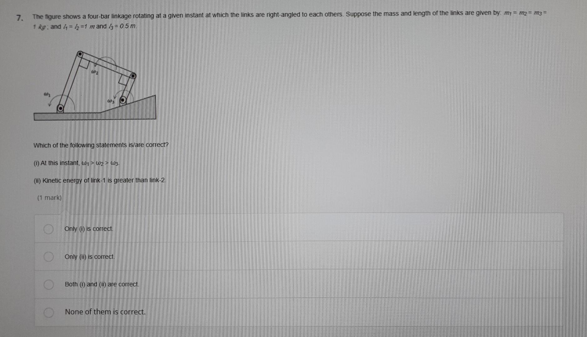Solved 7. The figure shows a four-bar linkage rotating at a | Chegg.com