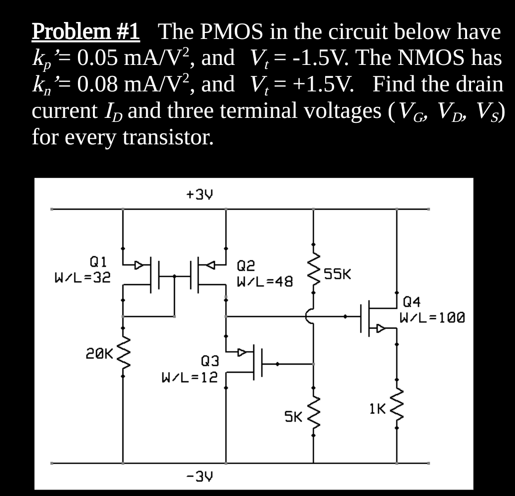 Solved Problem #1 ﻿The PMOS in the circuit below | Chegg.com