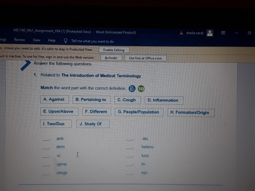 Solved ME1160_Wk1_Assignment_V04 (1) (Protected View) Word | Chegg.com