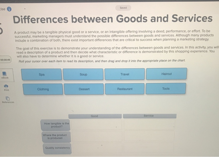 Solved cise Saved Differences between Goods and Services A | Chegg.com
