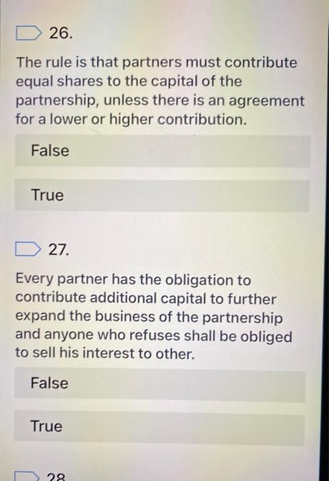 26. The rule is that partners must contribute equal | Chegg.com