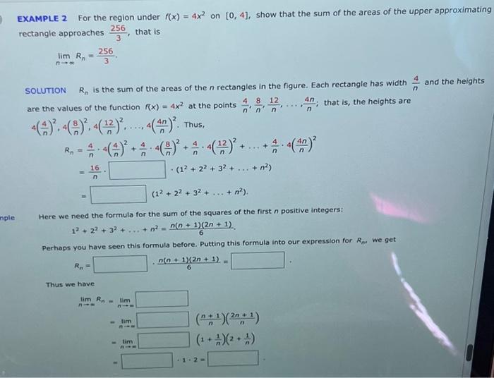 Solved EXAMPLE 2 For the region under f(x)=4x2 on [0,4], | Chegg.com