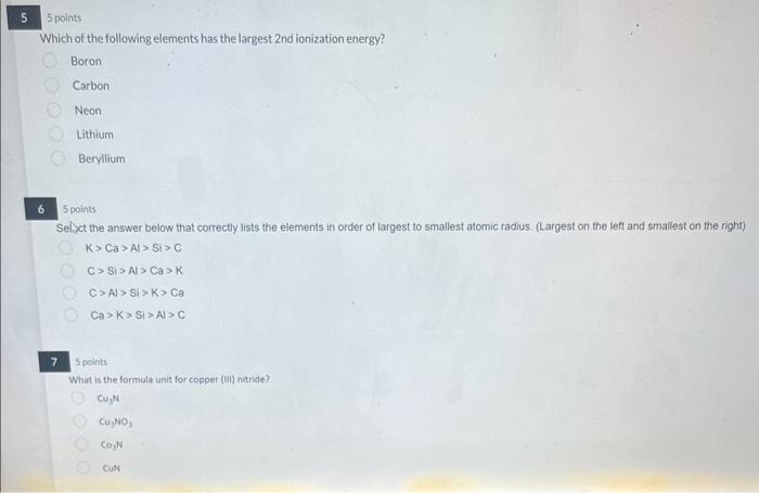 Solved Which of the following elements has the largest 2nd | Chegg.com