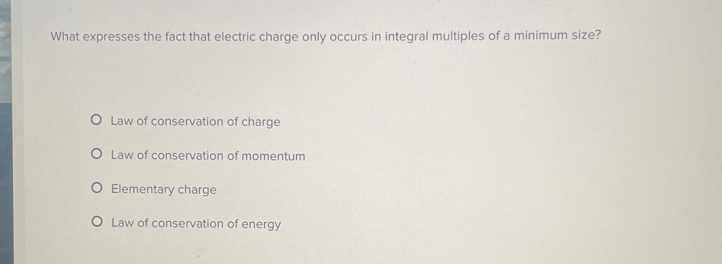 Solved What expresses the fact that electric charge only | Chegg.com