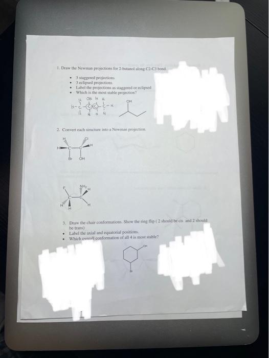 Solved 1. Draw the Newman projections for 2-butanol along | Chegg.com