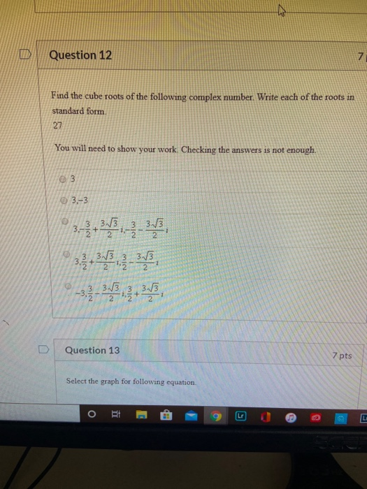 Solved Question 12 Find the cube roots of the following | Chegg.com