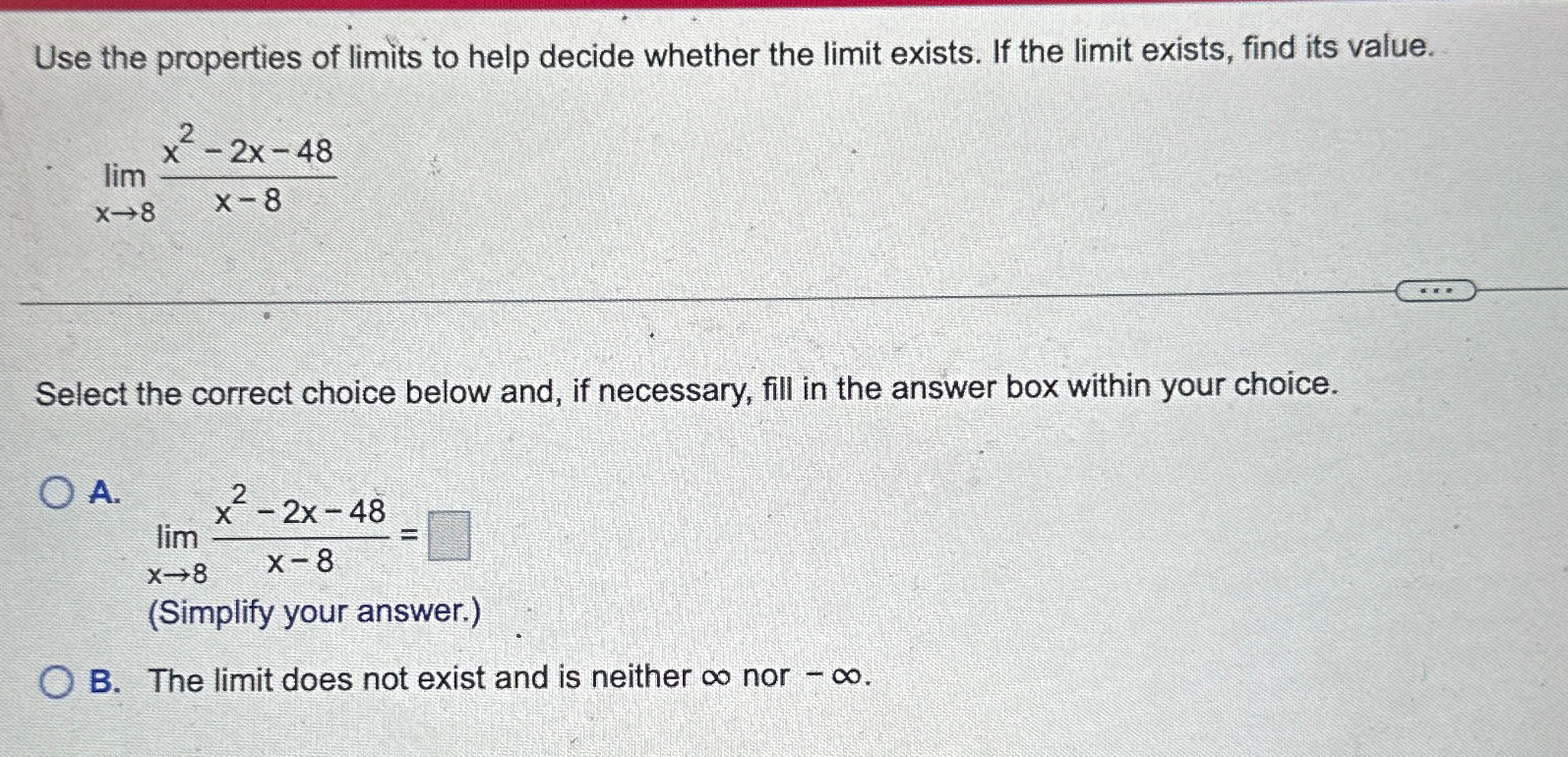 Solved Use the properties of limits to help decide whether | Chegg.com