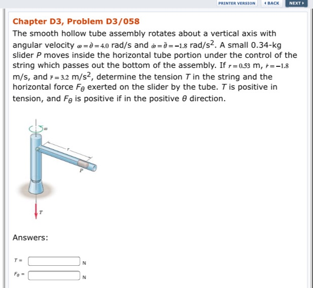 Solved PRINTER VERSION BACK NEXT Chapter D3, Problem D3/058 | Chegg.com