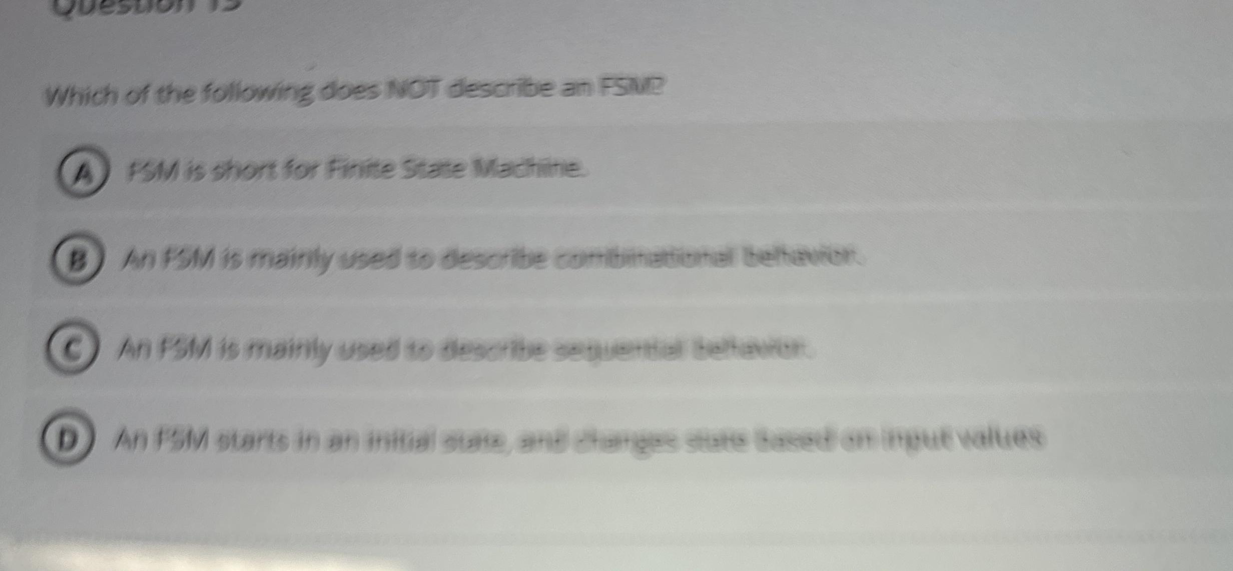 Solved Which of the following does NOT describe an FSMD?FSM | Chegg.com