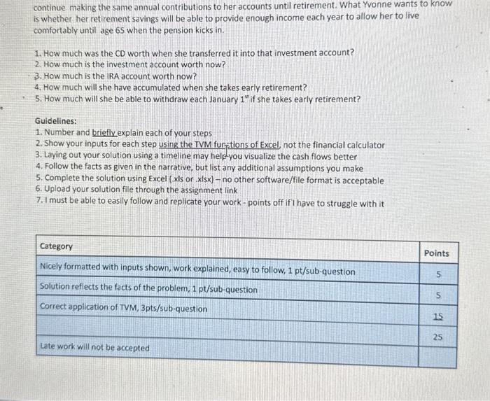 Solved TVM with Excel Assignment: There are two major goals | Chegg.com