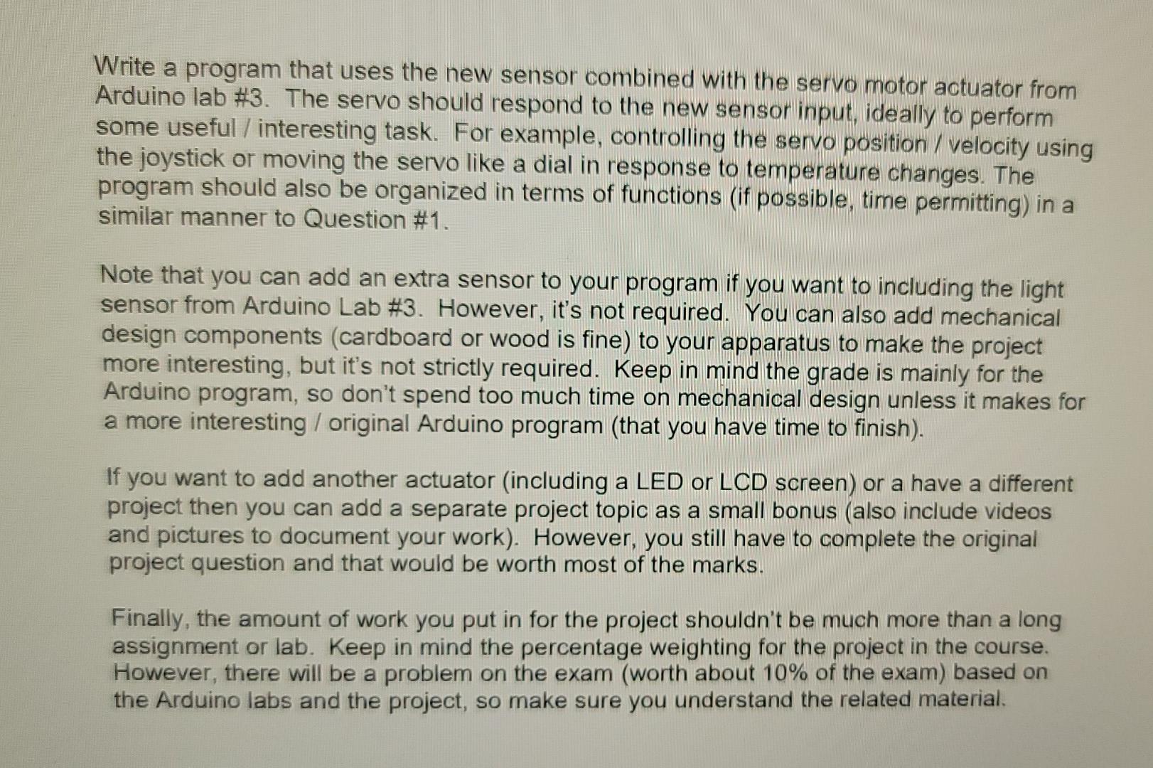 Solved MIAE 215 Arduino Project This project is a follow up | Chegg.com