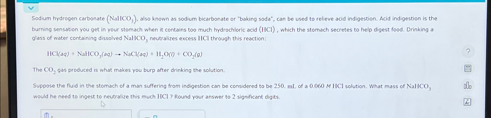 Solved Sodium hydrogen carbonate (NaHCO3), ﻿also known as | Chegg.com