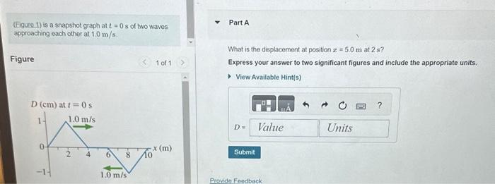 Solved (Eigute 1) is a snapshot graph at t=0 s of two waves | Chegg.com